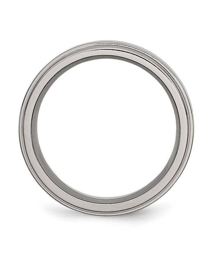 Chisel Titanium Polished Grooved Edge Wedding Band Ring - Macy's