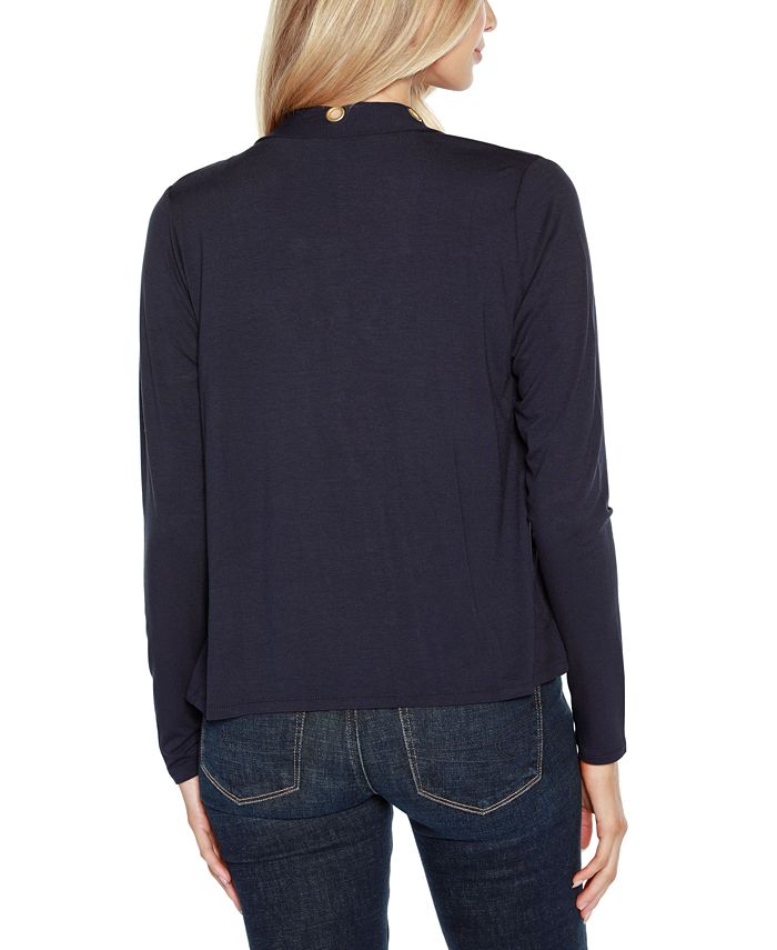 Belldini Women's Grommet Detail Cropped Knit Cardigan - Macy's