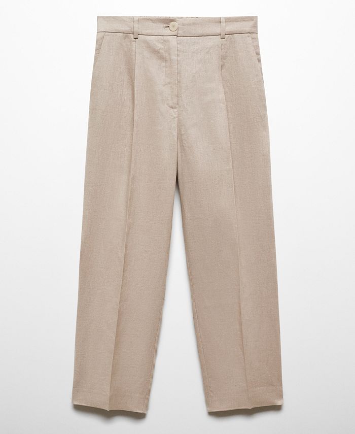 MANGO Women's 100% Linen Straight Pants - Macy's