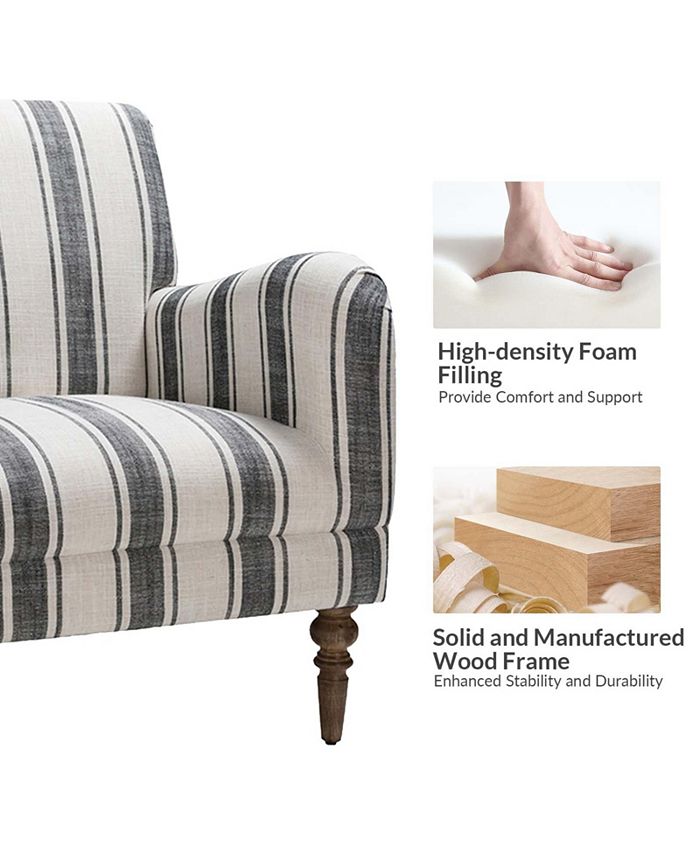 Hulala Home Erdahl Contemporary Arm Chair Stripe with wooden legs - Macy's