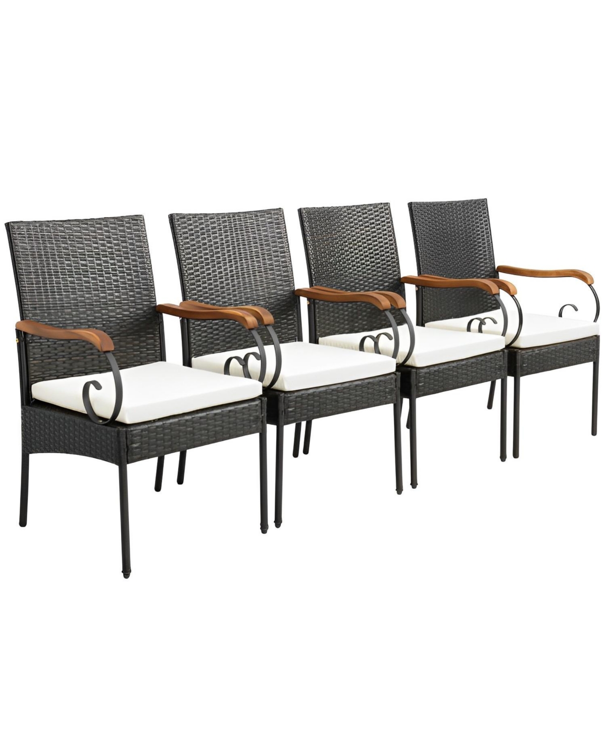 Click here for Sugift Set of 4 Outdoor Pe Wicker Chairs with Acac... prices