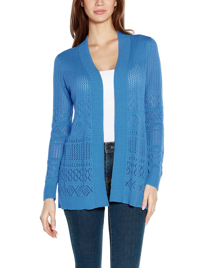 Belldini Women's Pointelle Long Sleeves Open Cardigan Sweater - Macy's