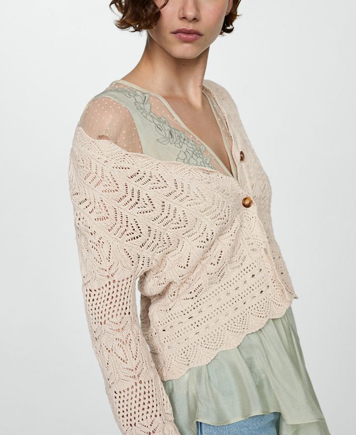 MANGO Women's Drawstring Detail Knitted Cardigan - Macy's
