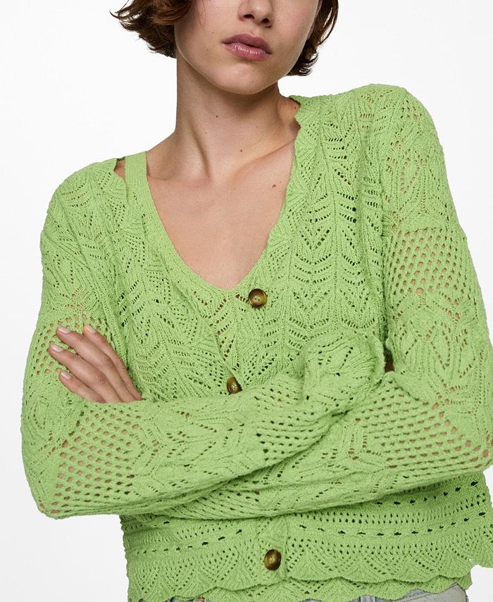 MANGO Women's Drawstring Detail Knitted Cardigan - Macy's