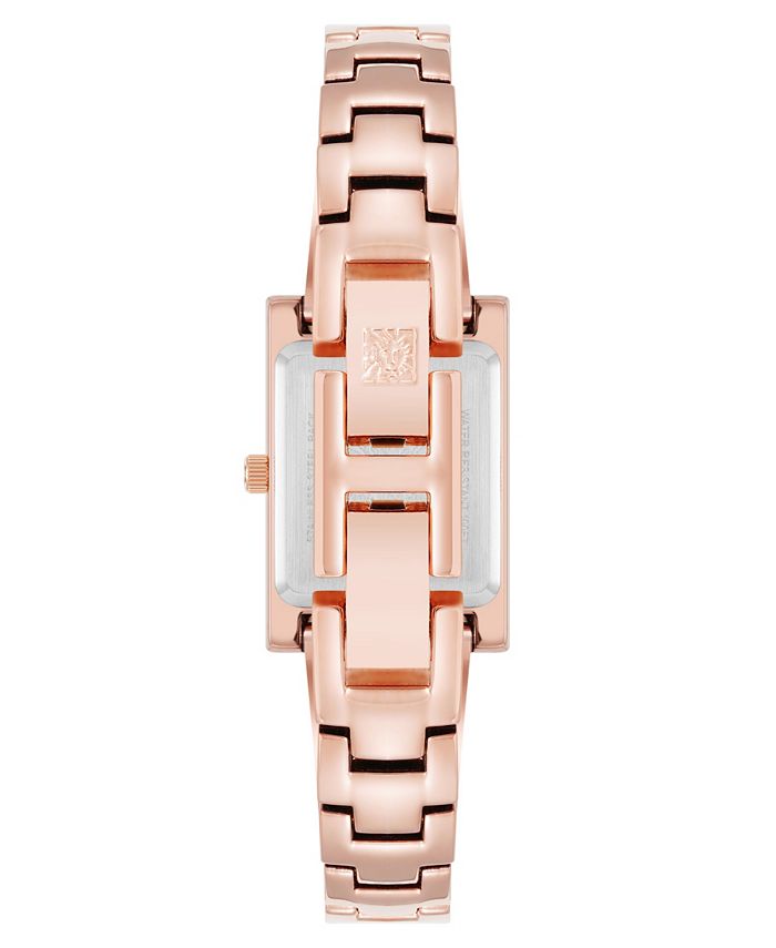 Anne Klein Women's Quartz Rose Gold-Tone Alloy with Blush Enamel Bangle ...
