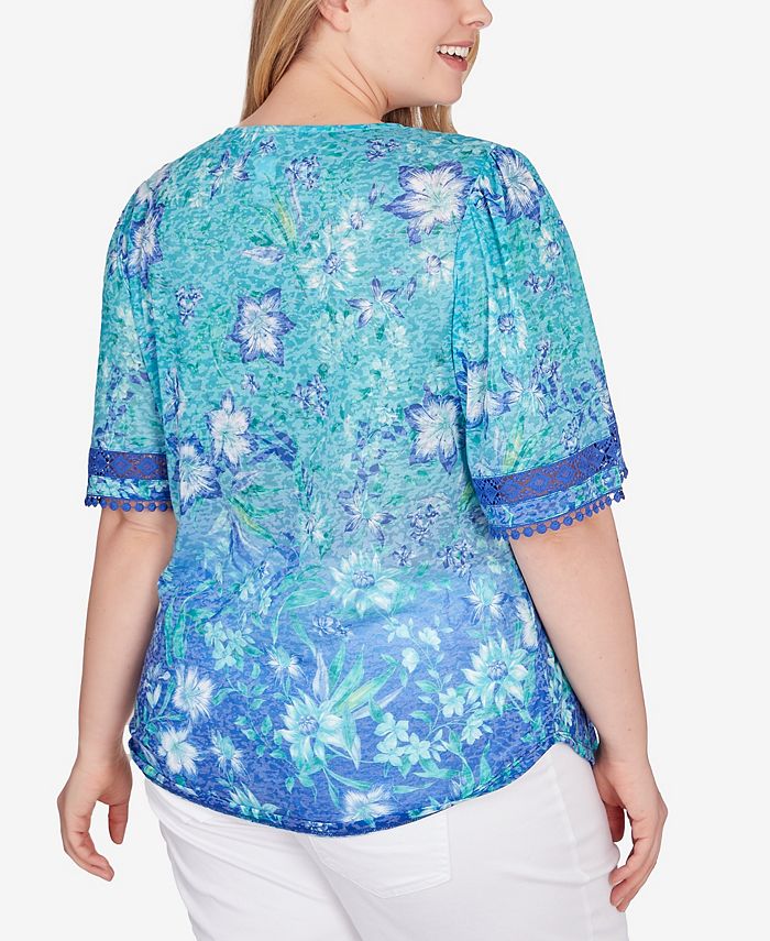 Ruby Rd. Plus Size Ombre Bali Floral Top - Macy's