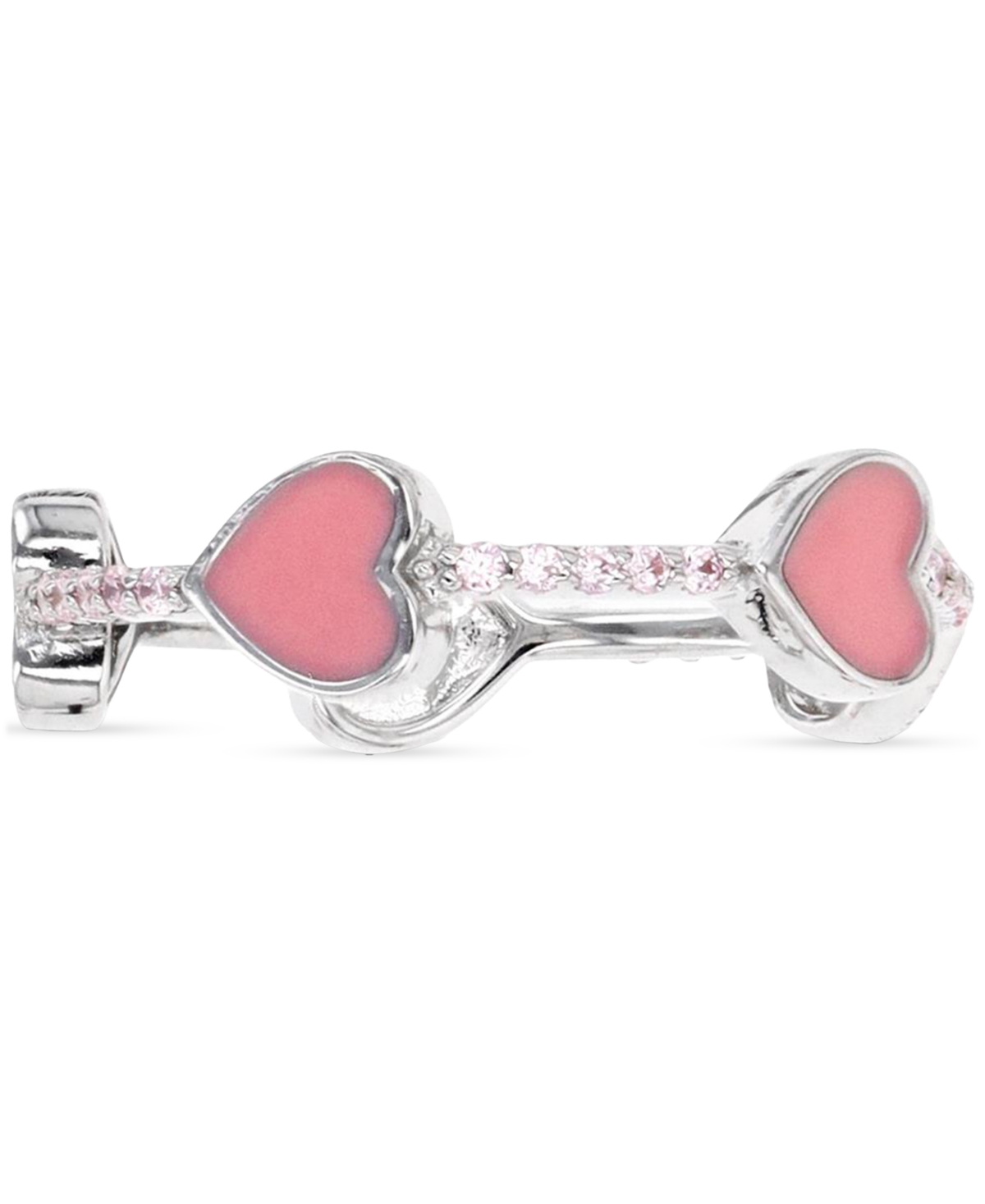 Click here for Cubic Zirconia & Pink Enamel Heart Eternity Band i... prices