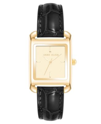 Anne Klein Women's Quartz Black Croco-Grain Leather Band Watch, 23mm ...