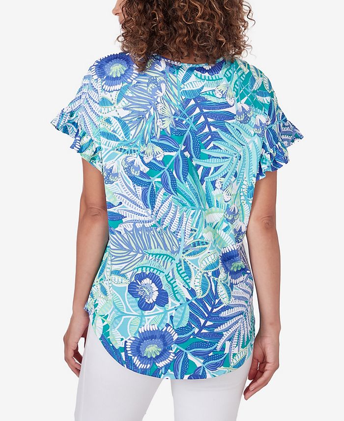 Ruby Rd. Petite Rainforest Floral Short Sleeve Top - Macy's
