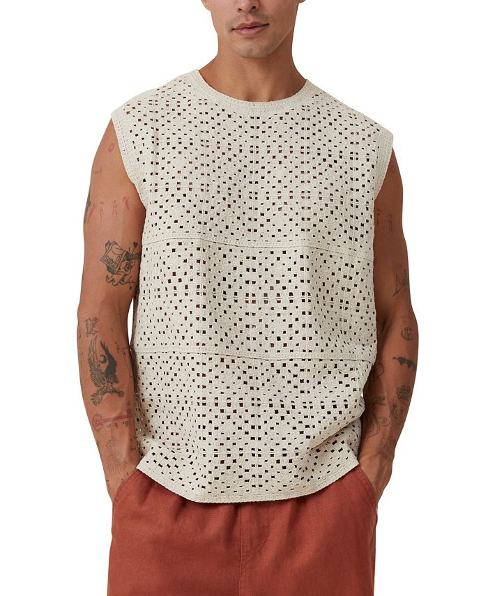 COTTON ON Men's Crochet Muscle top - Macy's