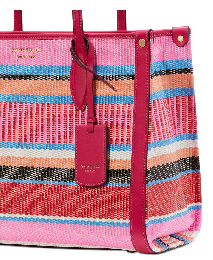 kate spade new york Market Striped Woven Straw Small Tote - Macy's