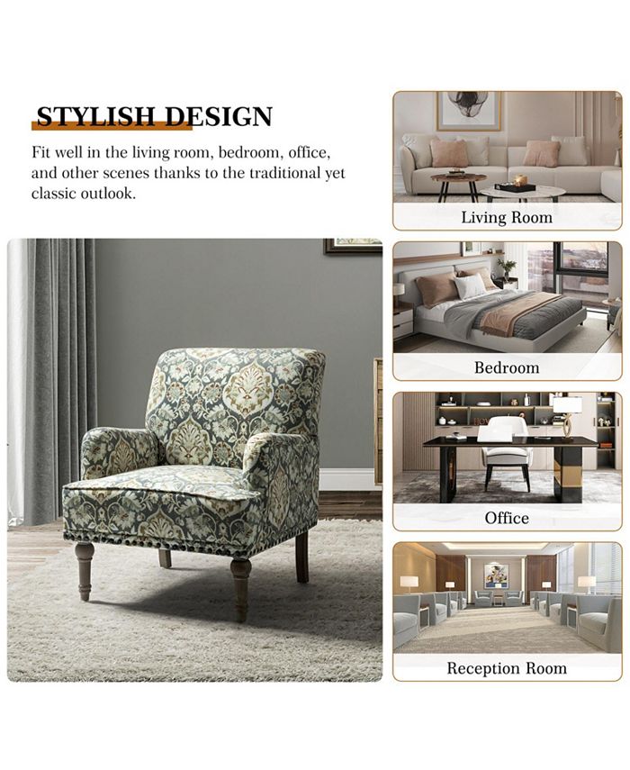 Hulala Home Montross Traditional Wooden Upholstered Armchair with ...
