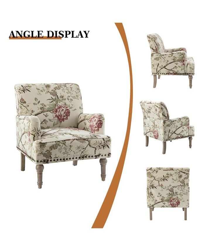 Hulala Home Montross Traditional Wooden Upholstered Armchair with ...
