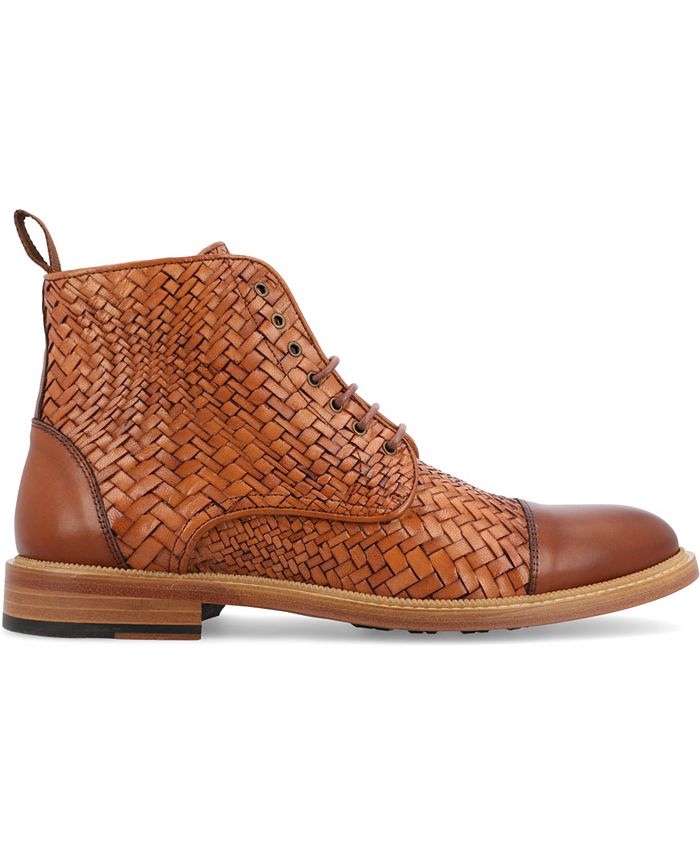 Taft Men's Rome Woven Handcrafted Full-grain Leather Dress Lace-up Boot ...