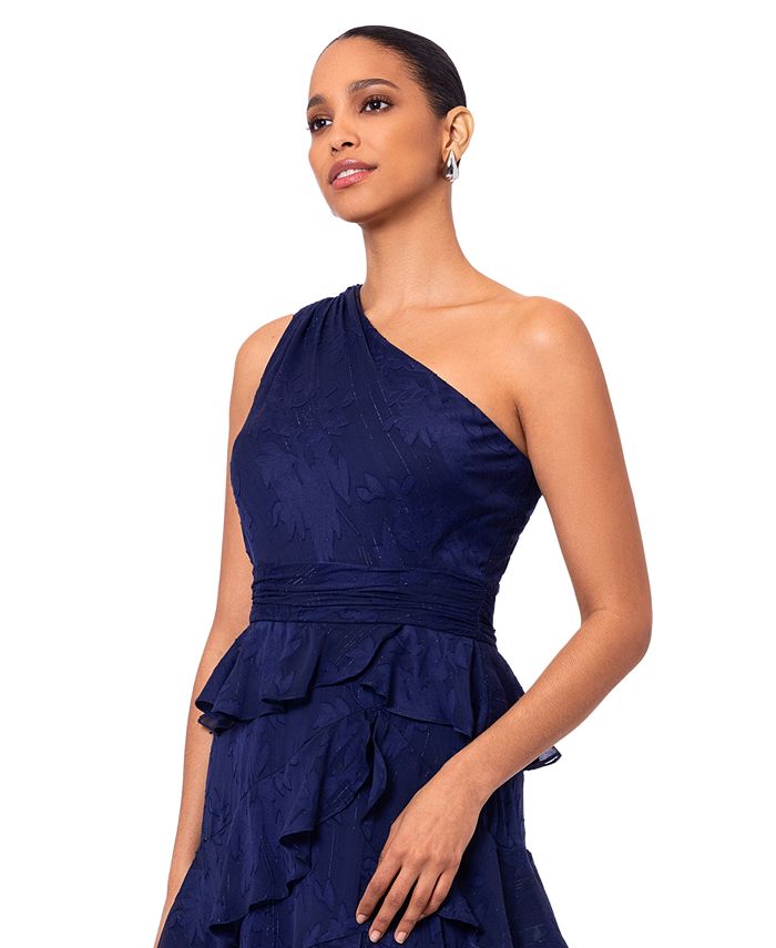 XSCAPE Women's Tiered One-Shoulder Gown - Macy's