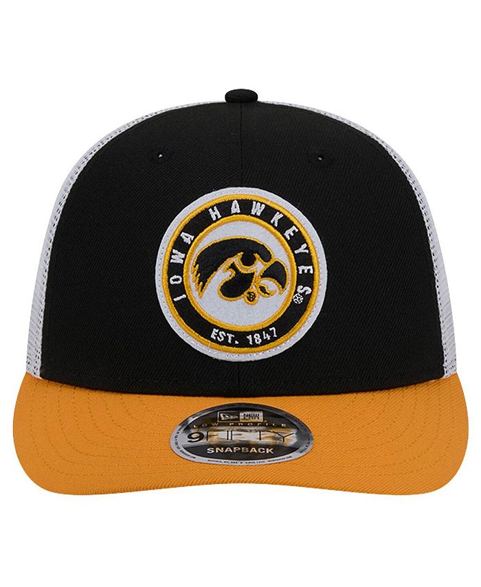 New Era Men's Black Iowa Hawkeyes Throwback Circle Patch 9Fifty Trucker Snapback Hat - Macy's