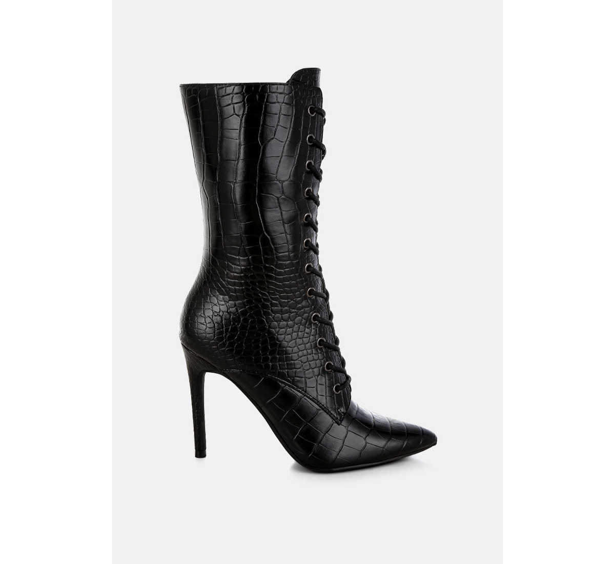 Click here for knocturn croc textured over the boots - Black prices