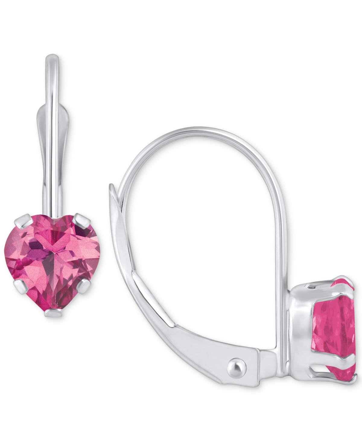 Click here for Pink Sapphire Heart-Shaped Solitaire Leverback Ear... prices