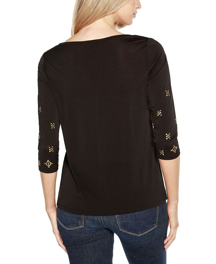 Belldini Women's Embellished Keyhole Knit Top - Macy's