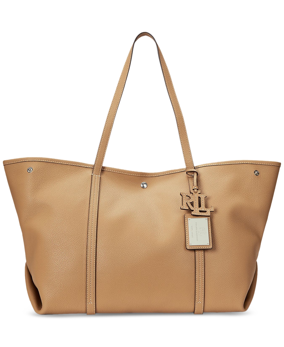 Lauren Ralph Lauren Pebbled Leather Extra-Large Emerie Tote Bag - Camel ...