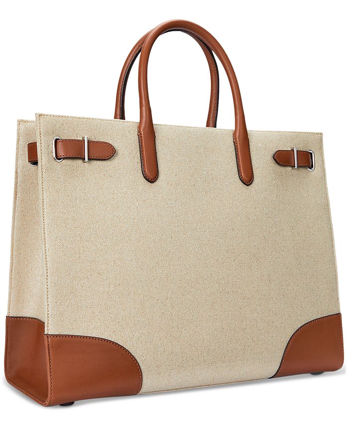 Lauren Ralph Lauren Metallic Canvas Extra-Large Devyn Tote Bag - Macy's