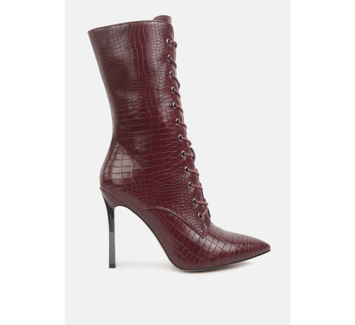Click here for knocturn croc textured over the boots - Medium red prices