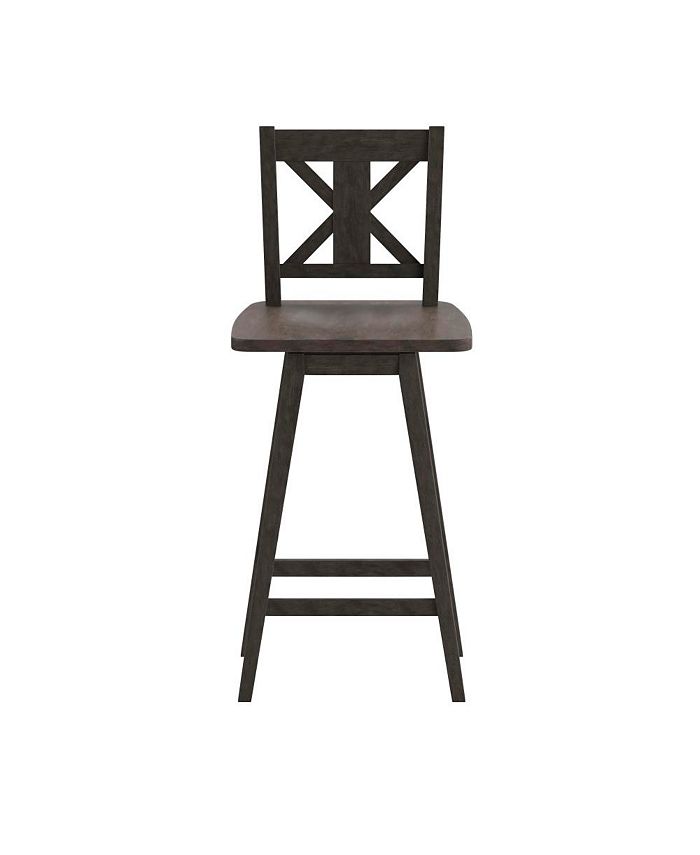 EMMA+OLIVER Luther Wooden Modern Farmhouse Swivel Dining Stool With ...
