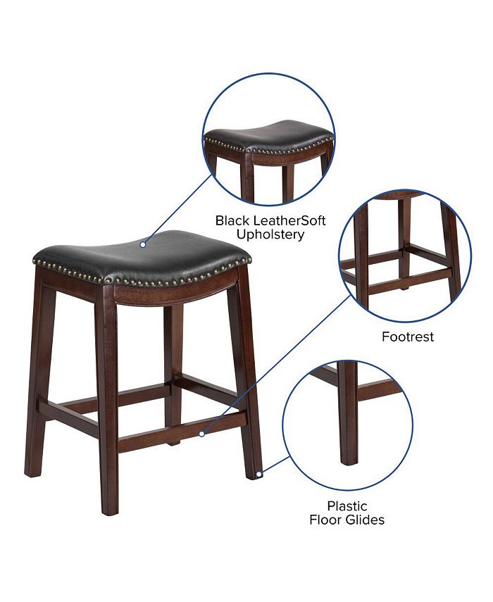 MERRICK LANE Abel 26'' Backless Saddle Style Counter Stool Traditional ...