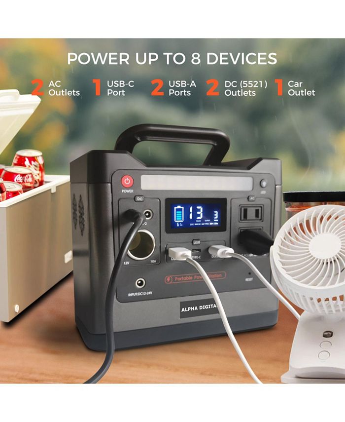 Alpha Digital 320W Portable Power Station- 298Wh/93120mAh, 8x Outputs ...