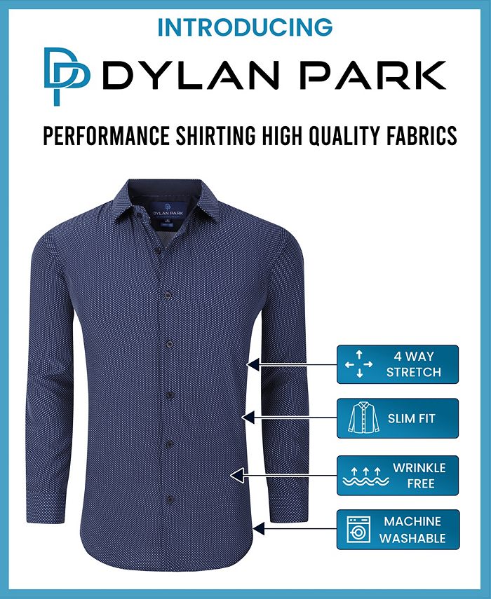 Dylan Park Men's Geometric Performance Stretch Button Down Dress Shirt - Macy's