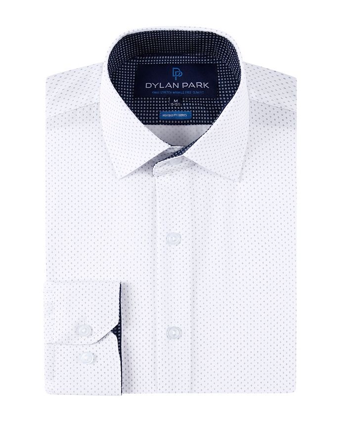 Dylan Park Men's Geometric Performance Stretch Button Down Dress Shirt ...