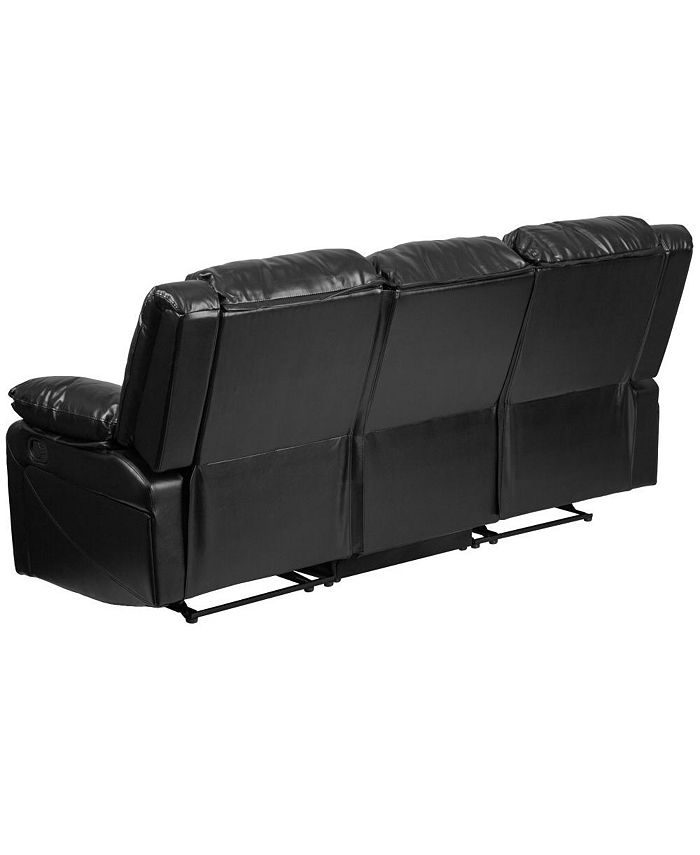 EMMA+OLIVER Bustle Back Leathersoft Sofa With Two Built-In Recliners ...