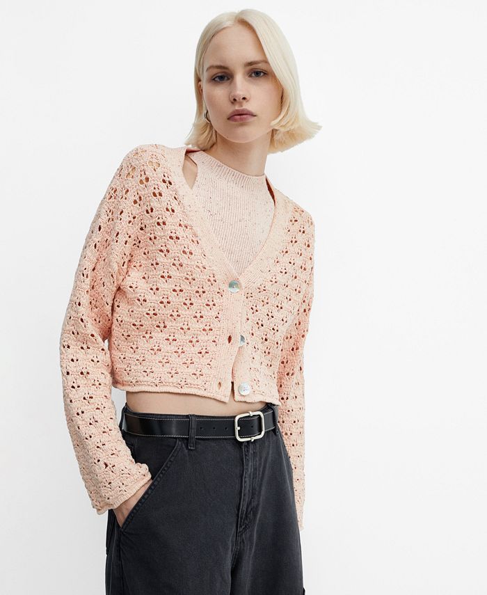 MANGO Women's Openwork Knit Cardigan - Macy's