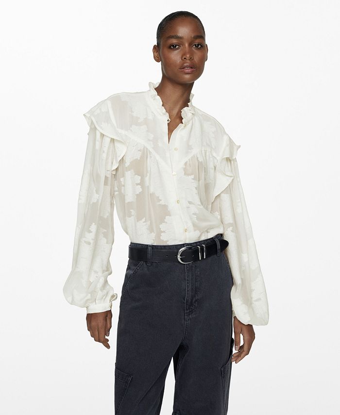 MANGO Women's Floral Embroidery Blouse - Macy's