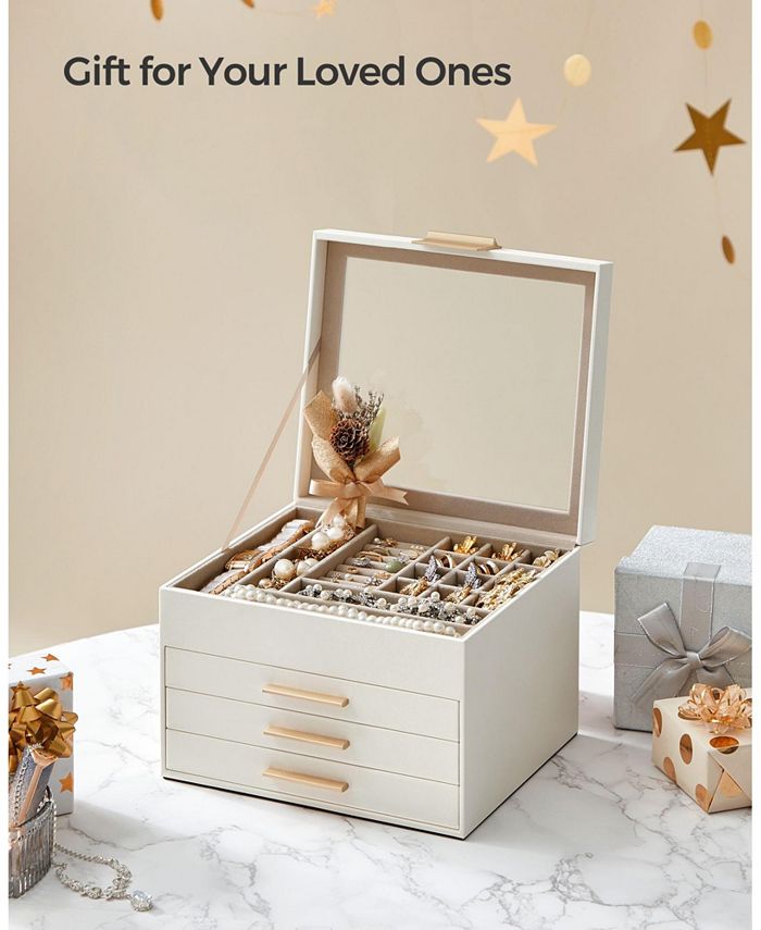 Slickblue Jewelry Box With Glass Lid, Multi-layer Jewelry Organizer ...