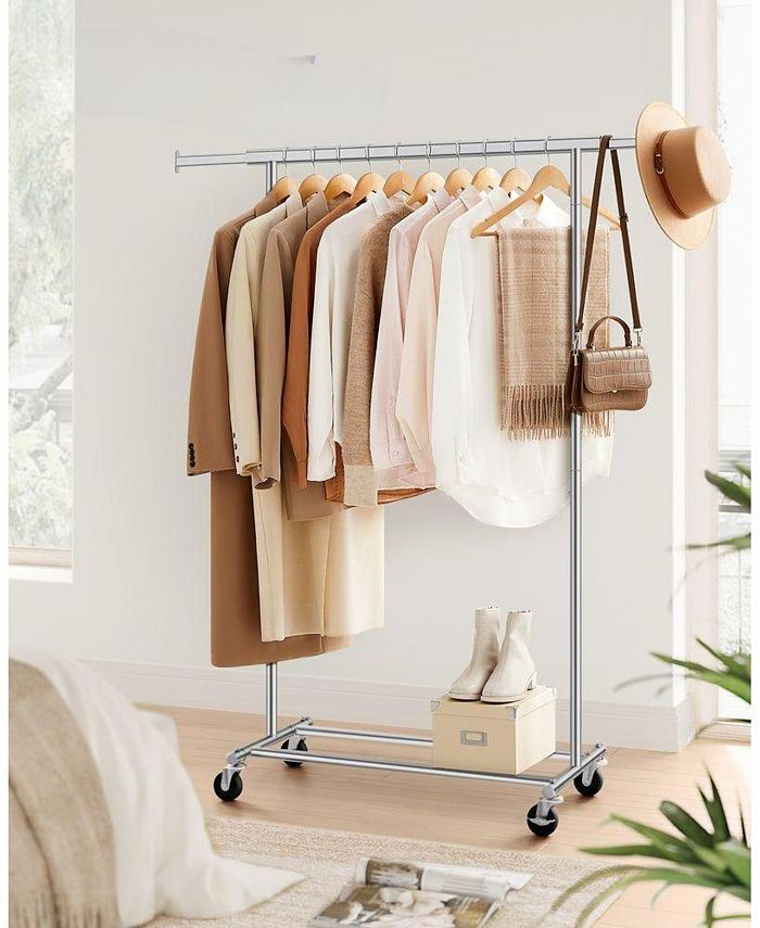 Slickblue Versatile Clothes Rack With Wheels, Extendable Hanging Rail ...