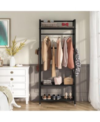 Tribesigns Small Heavy Duty Clothes Rack with Shelf and Hanging Rod ...