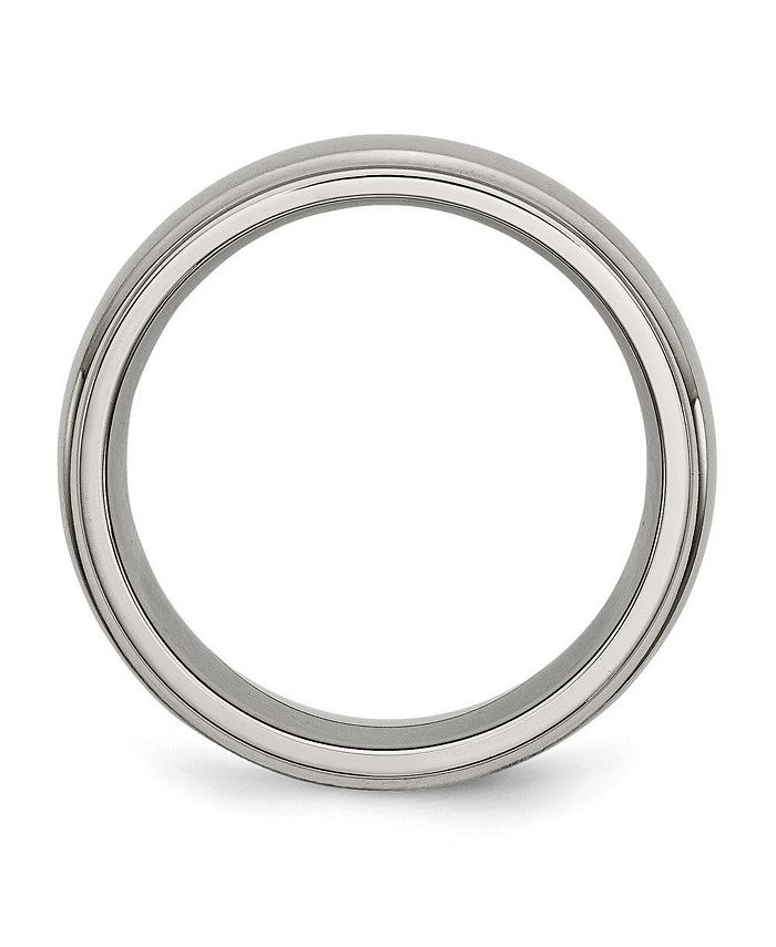Chisel Titanium Brushed Center Ridged Edge Wedding Band Ring - Macy's