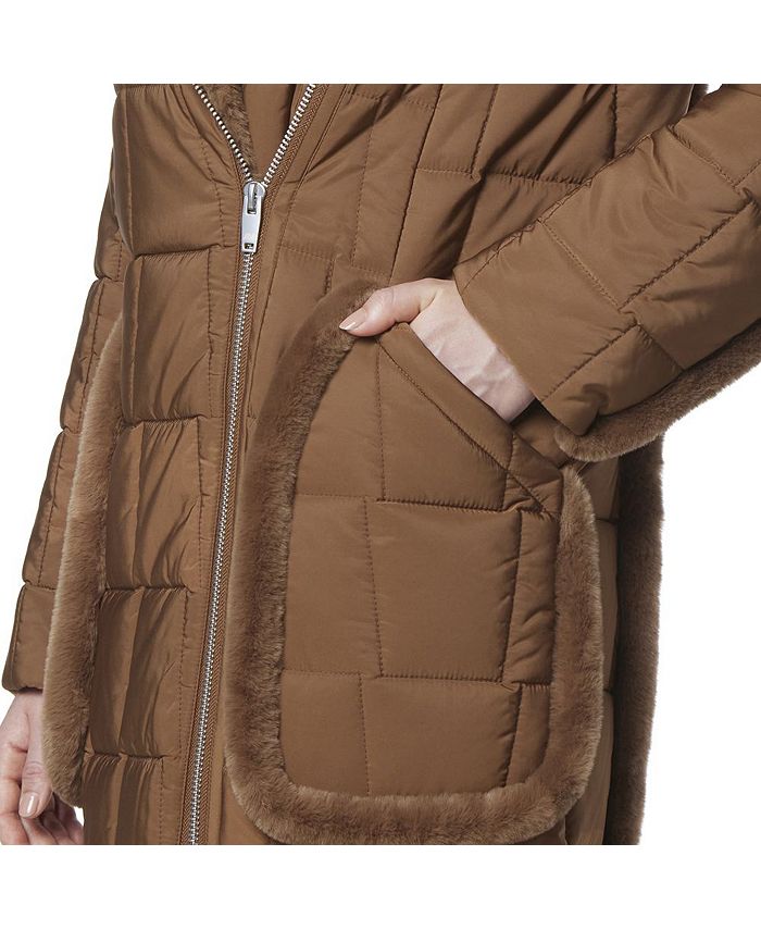 Andrew Marc Black Label Women's Astor Asymmetrical Mixed Media Puffer ...