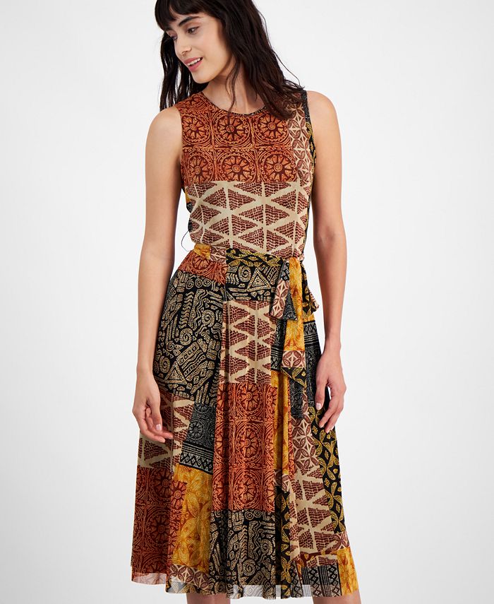 Robbie Bee Petite Patchwork-Print Jersey Midi Dress - Macy's