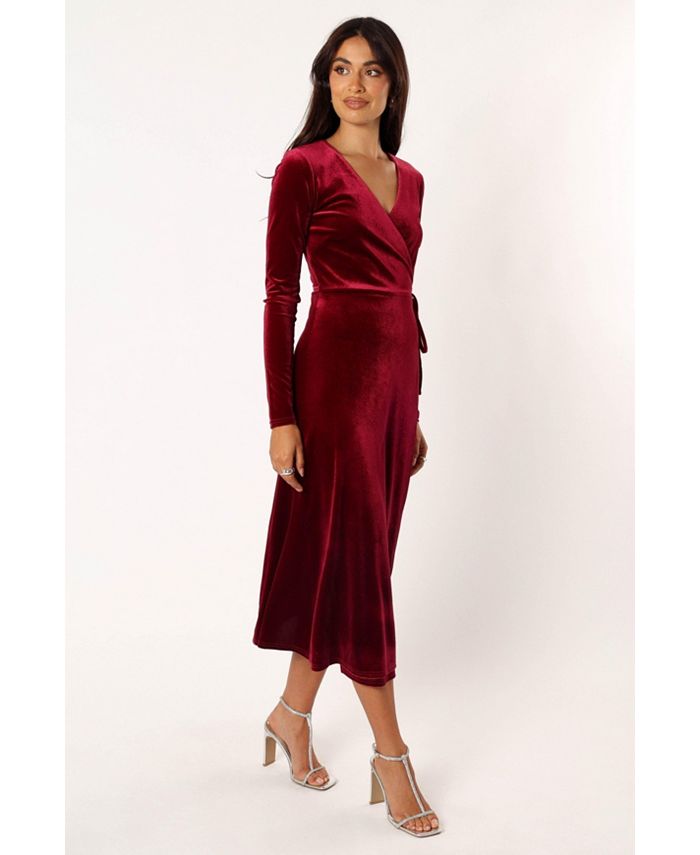 Petal and Pup Womens Darby Long Sleeve Midi Dress - Burgundy - Macy's