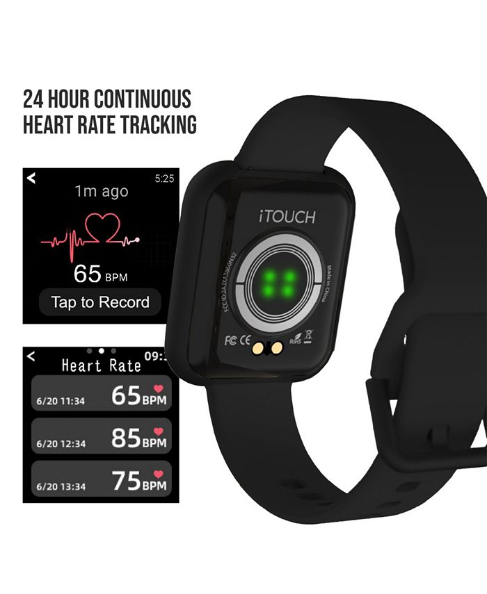 iTouch Air 3 Unisex Black Silicone Strap Smartwatch 44mm with Black Amp ...
