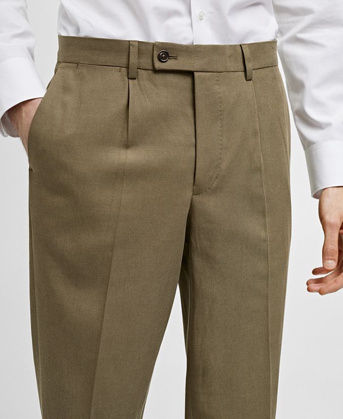 MANGO Men's Slim-Fit Pleated Dress Pants - Macy's