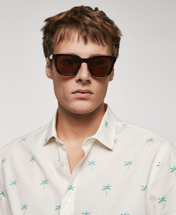 MANGO Men's Palm Print Cotton Shirt - Macy's