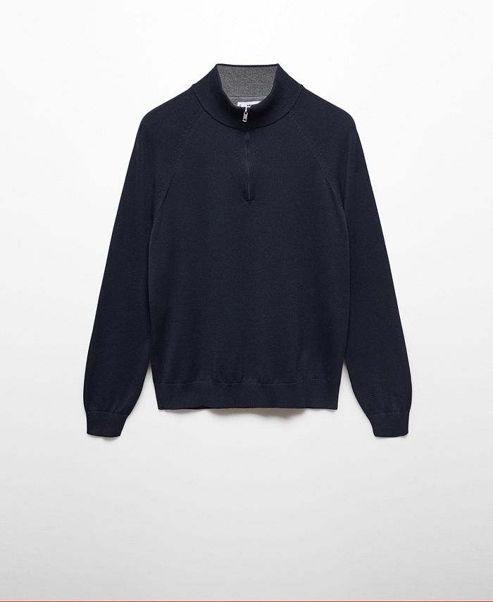 MANGO Men's Neck Zipper Cotton Sweater - Macy's