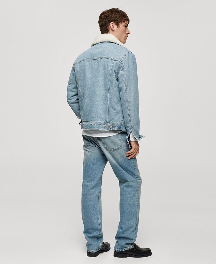 MANGO Men's Shearling Denim Jacket - Macy's