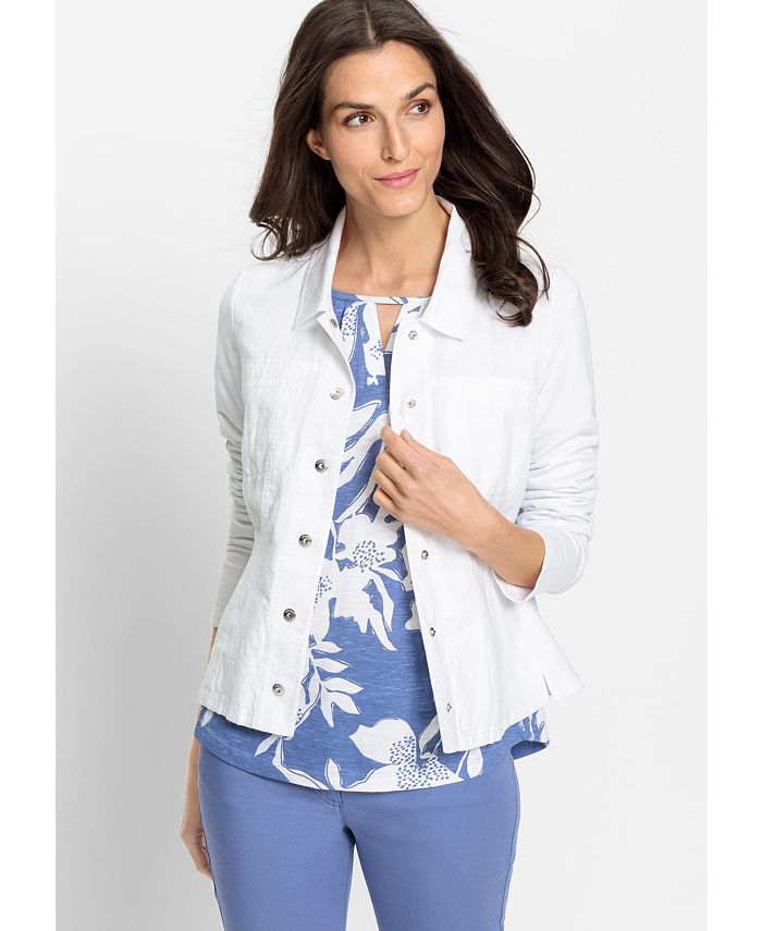 Olsen Women's Cotton Linen Mixed Media Jacket - Macy's