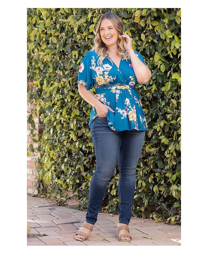 Kiyonna Plus Size Encore Short Sleeve Printed Top Macys