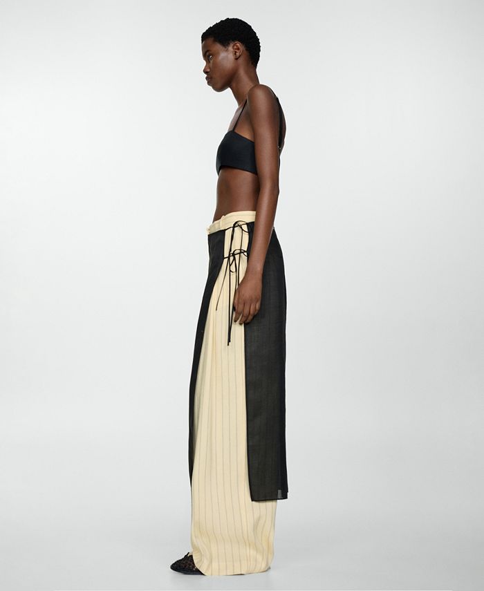 MANGO Women's Striped Linen-Blend Pants - Macy's