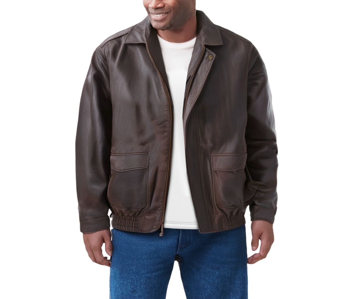 Click here for KingSize Big & Tall Leather Aviator Bomber - Brown prices